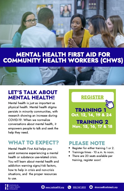 Mental Health First Aid for Community Health Workers (CHWs) Training ... Mental Health First Aid for Community Health Workers (CHWs) Training ...