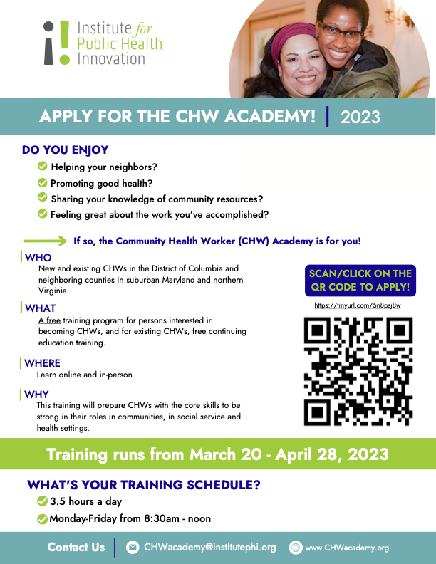 Community Health Worker (CHW) Academy Applications Open 3/20/2023 – 4 ...