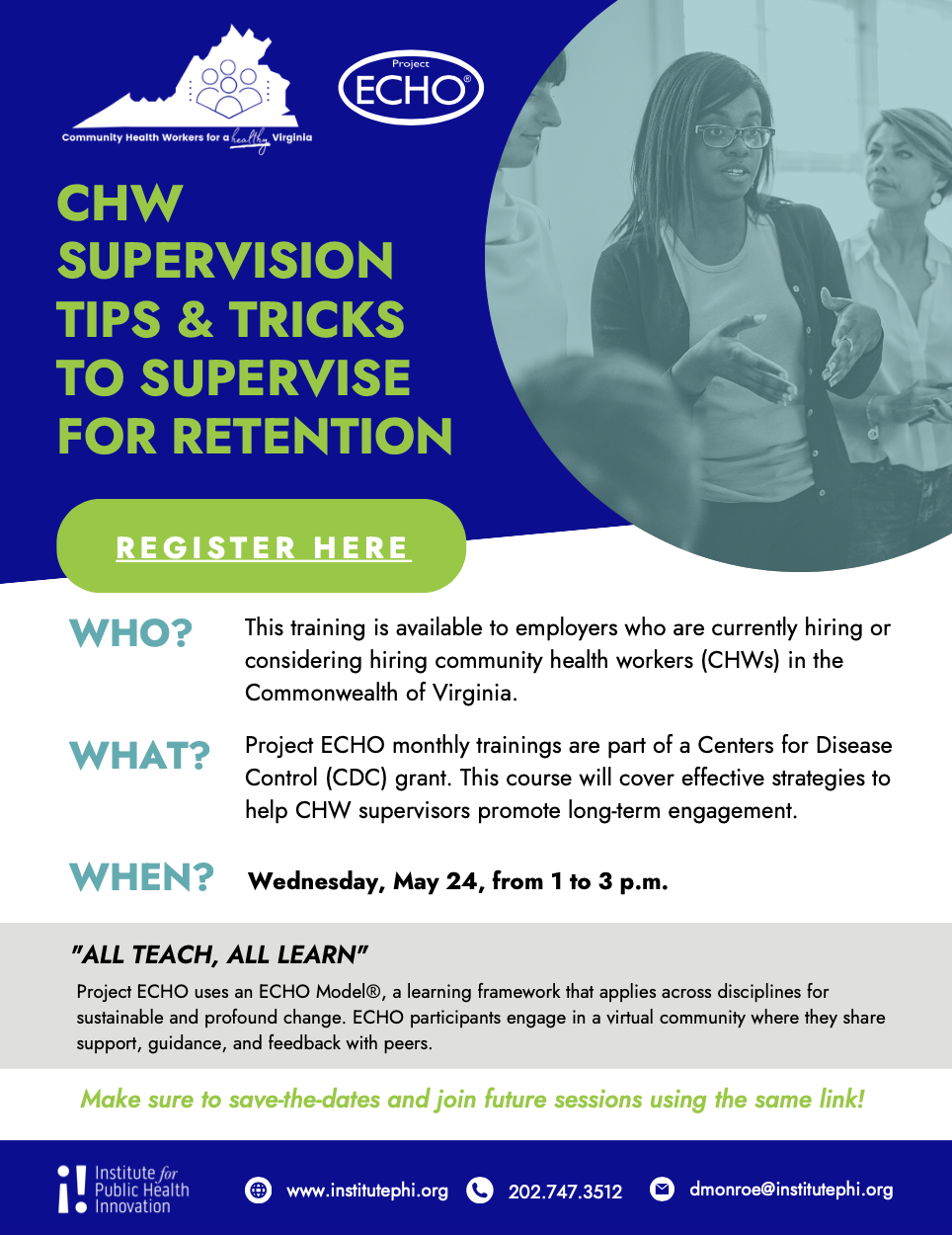 Project ECHO: CHW Supervision Tips & Tricks to Supervise for Retention 5/24/2023 - Institute for ...